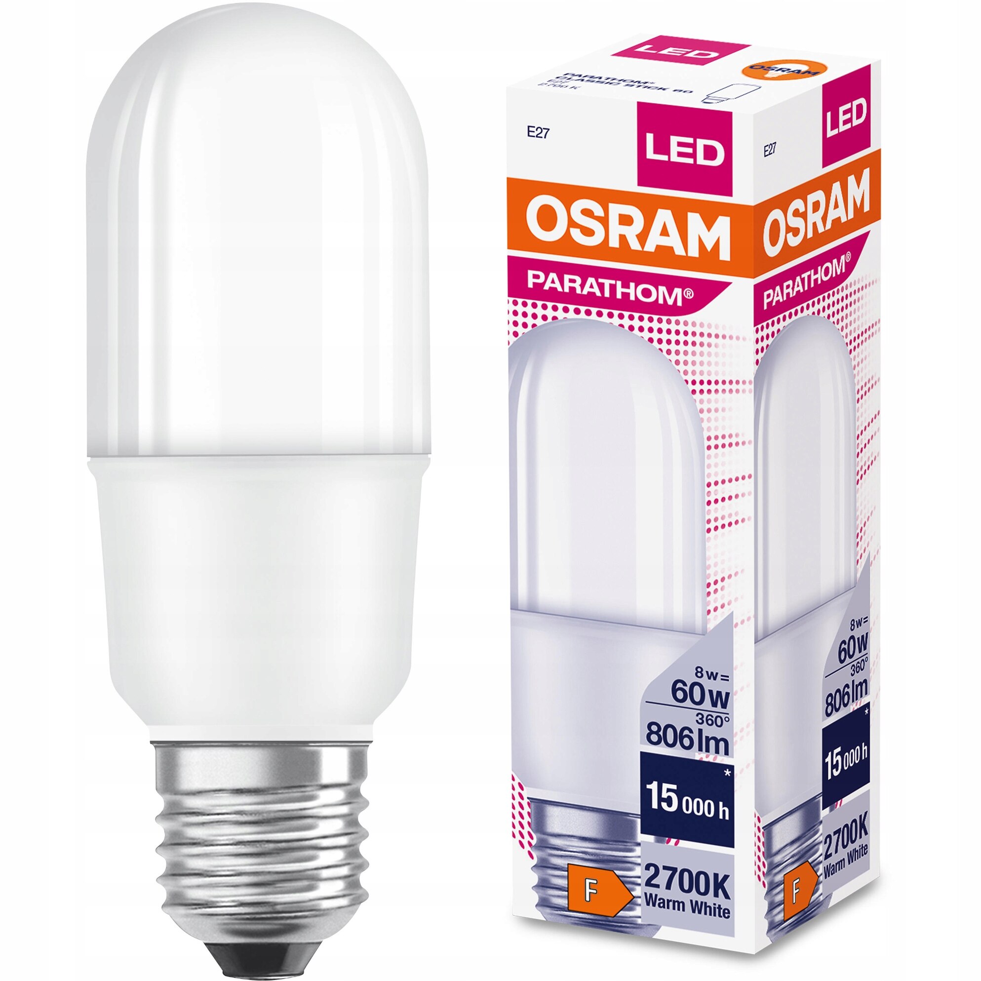 Bec LED Osram, E27, 8W = 60W, 806lm, 2700K, alb cald - eMAG.ro