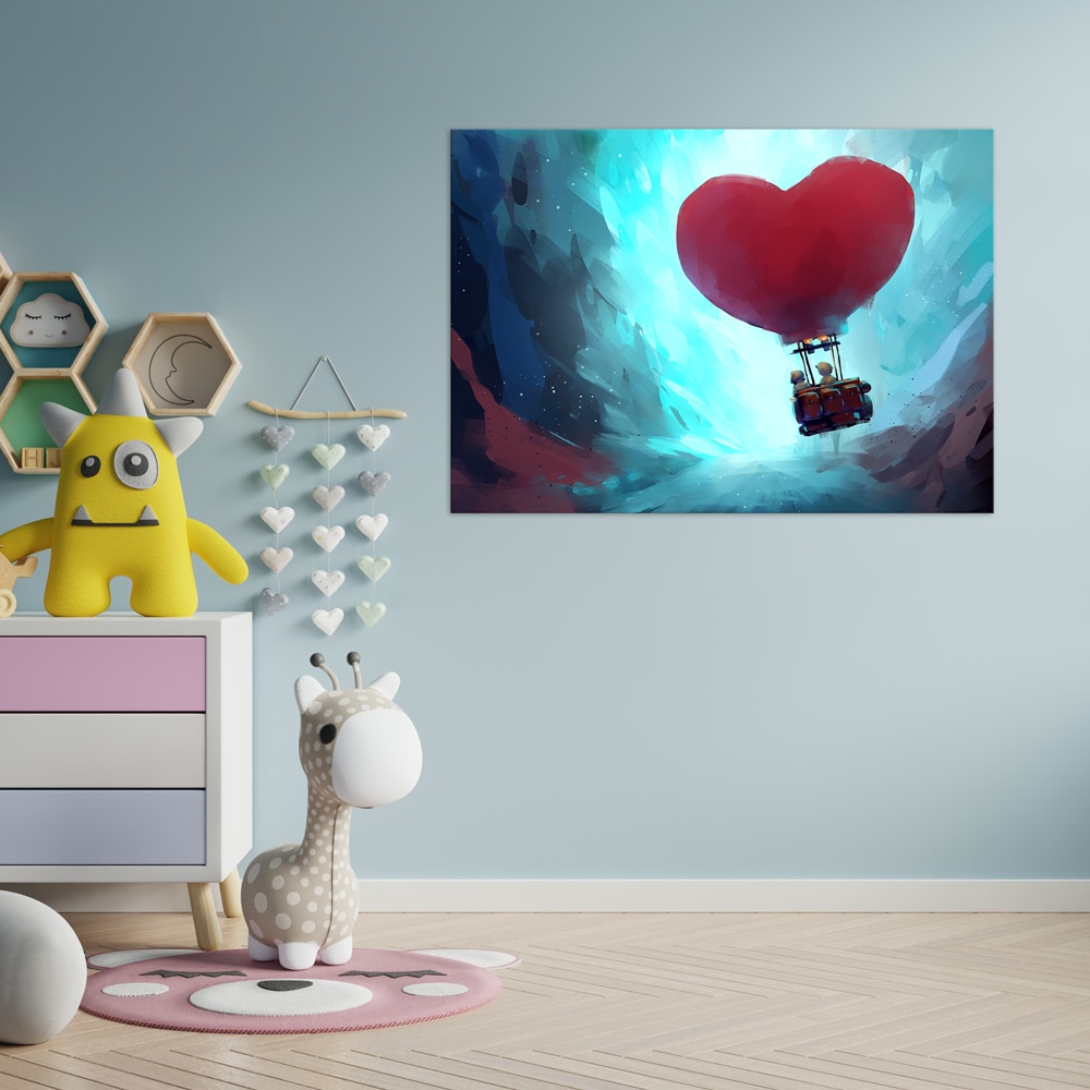 Pictura copii pe panza, Inima de balon, 55x40 cm, Multicolor - eMAG.ro