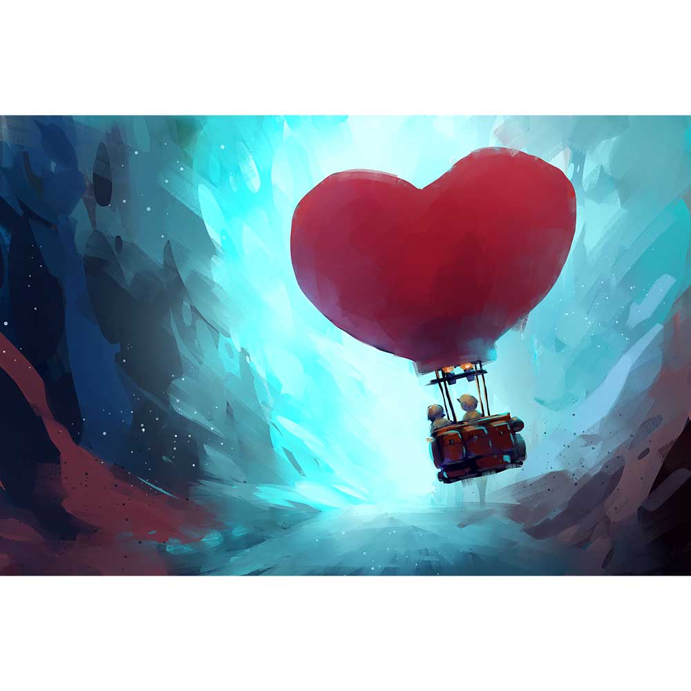 Pictura copii pe panza, Inima de balon, 55x40 cm, Multicolor - eMAG.ro