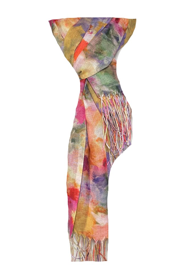 Esarfa casmir dama F, Dacali, mov/galben, 185 x 75 cm - eMAG.ro