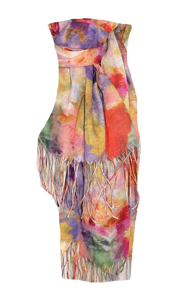 Esarfa casmir dama F, Dacali, mov/galben, 185 x 75 cm - eMAG.ro