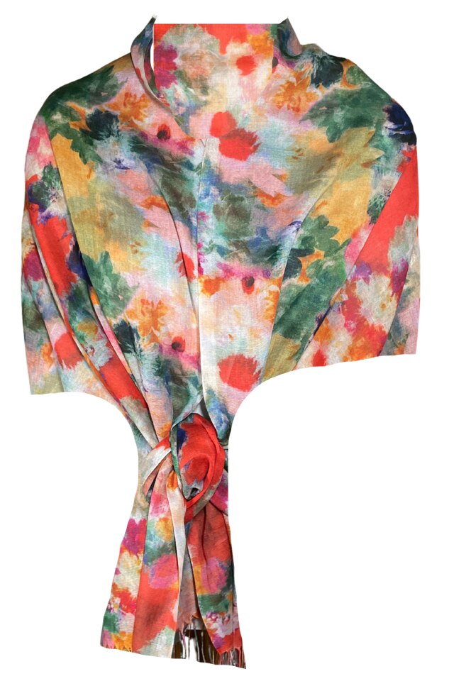 Esarfa casmir dama F, Dacali, verde/rosu, 185 x 75 cm - eMAG.ro