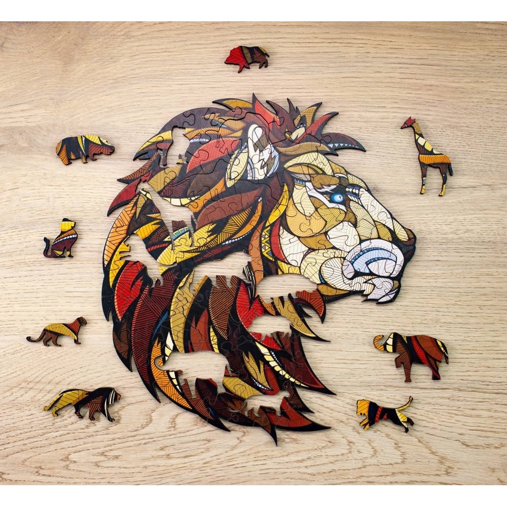 Puzzle 2D, Leu, EWA Eco-Wood-Art, Lemn, 100 piese - eMAG.ro