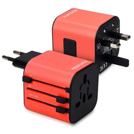 Adaptor universal de calatorie, Kwmobile, Rosu/Negru, Plastic, 40815 ...