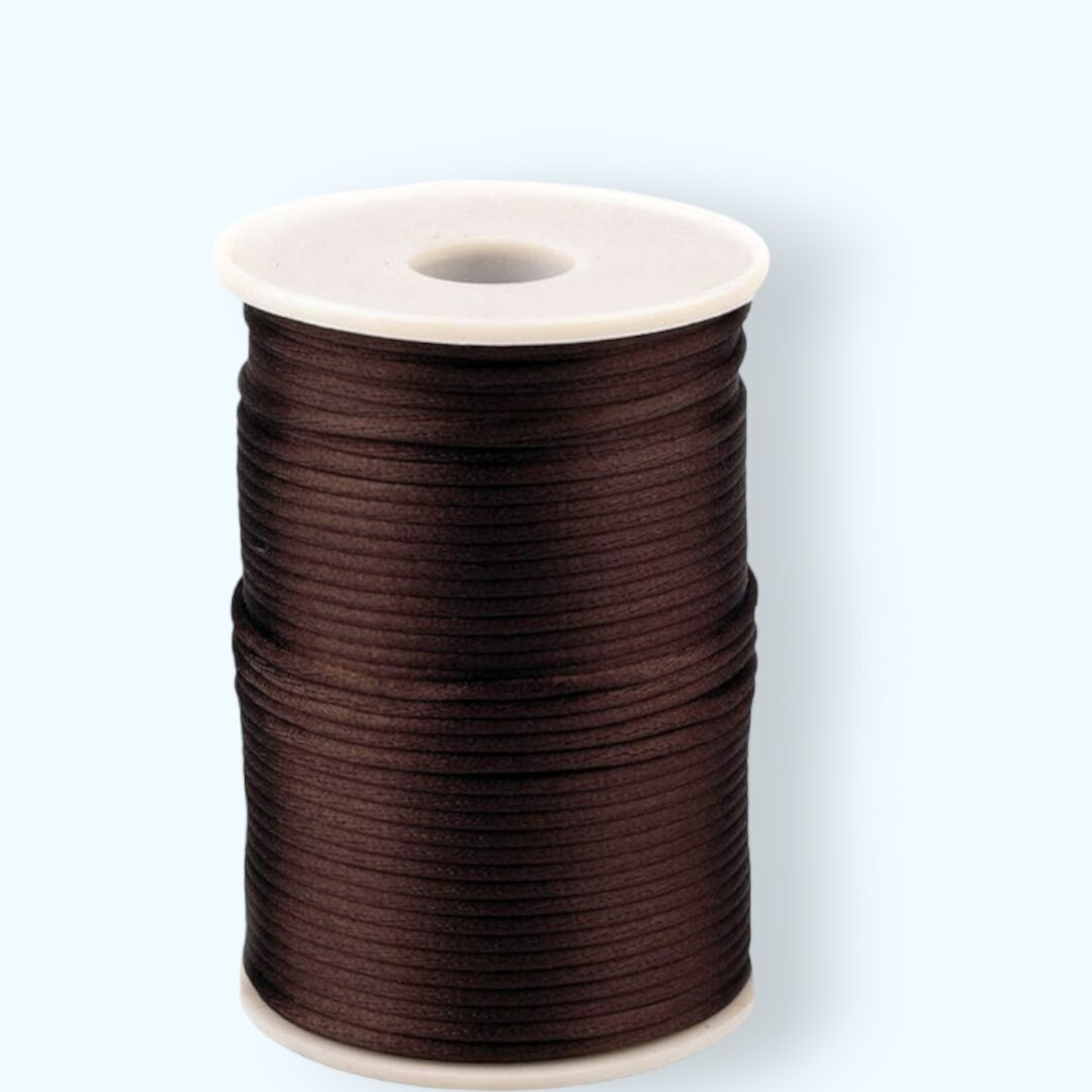 Snur satinat pentru kumihimo, diametru 2 mm, rola 95 m, Maro inchis ...
