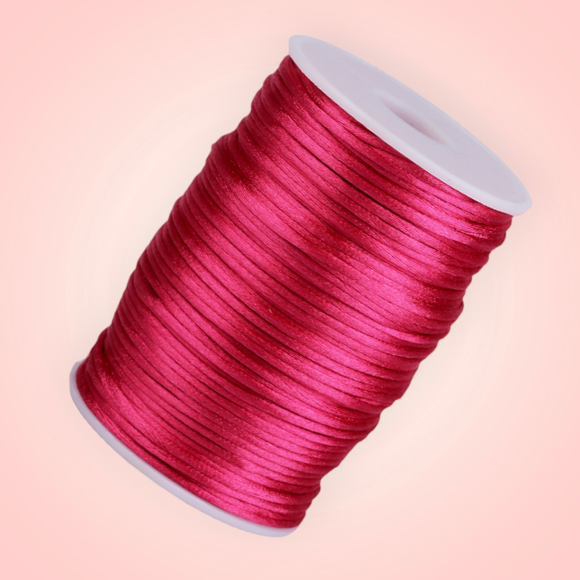 Snur satinat pentru kumihimo, diametru 2 mm, rola 95 m, Roz strident ...