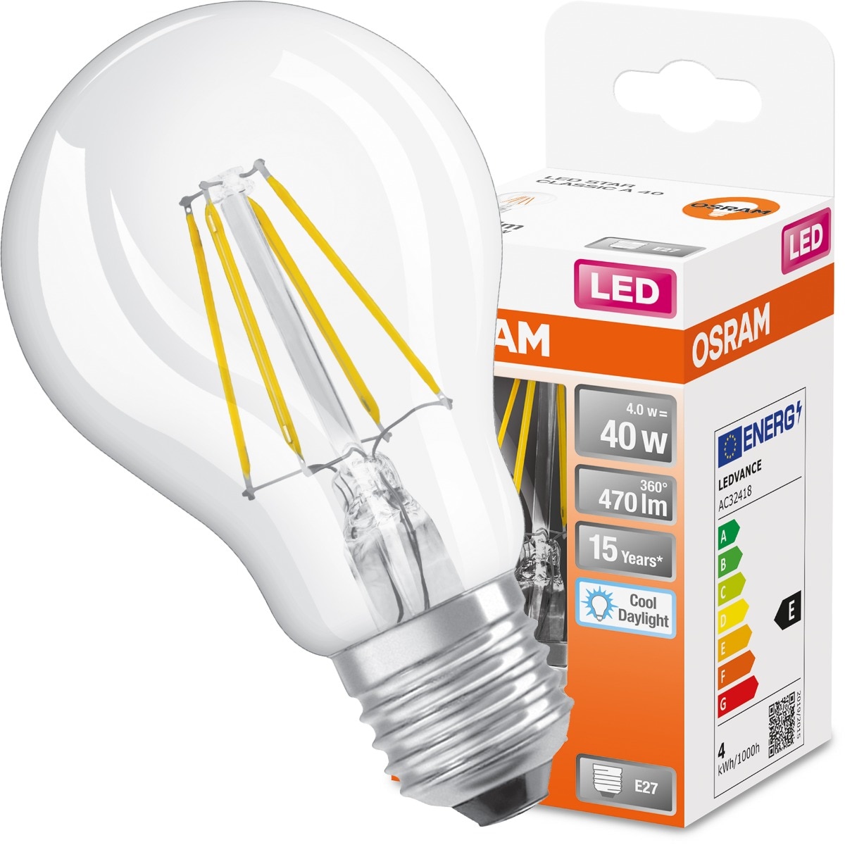 Bec LED, Osram, E27, A60, 4W = 40W, 470lm, 6500K, Alb Rece - eMAG.ro