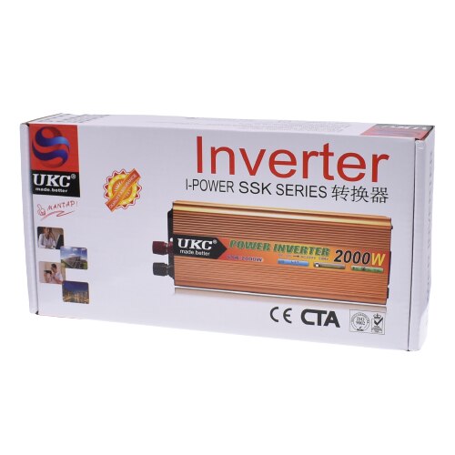 Invertor de tensiune, UKC, 12V – 220V, putere 2000W, Conectare la bricheta sau la baterie auto ...