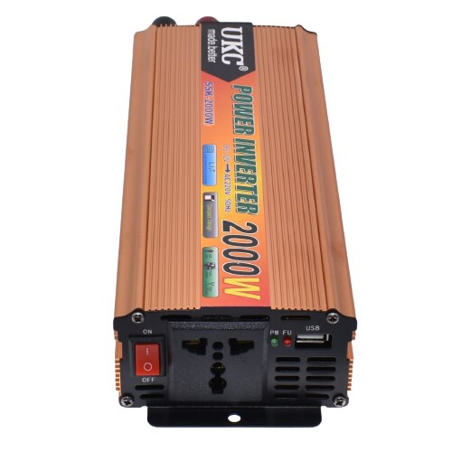 Invertor de tensiune, UKC, 12V – 220V, putere 2000W, Conectare la bricheta sau la baterie auto ...