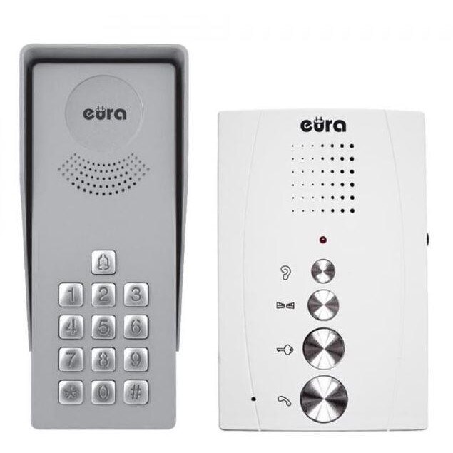 Interfon, Eura, Aliaj aluminiu, Cu fir, 198x82x52 mm, Gri/Alb - eMAG.ro