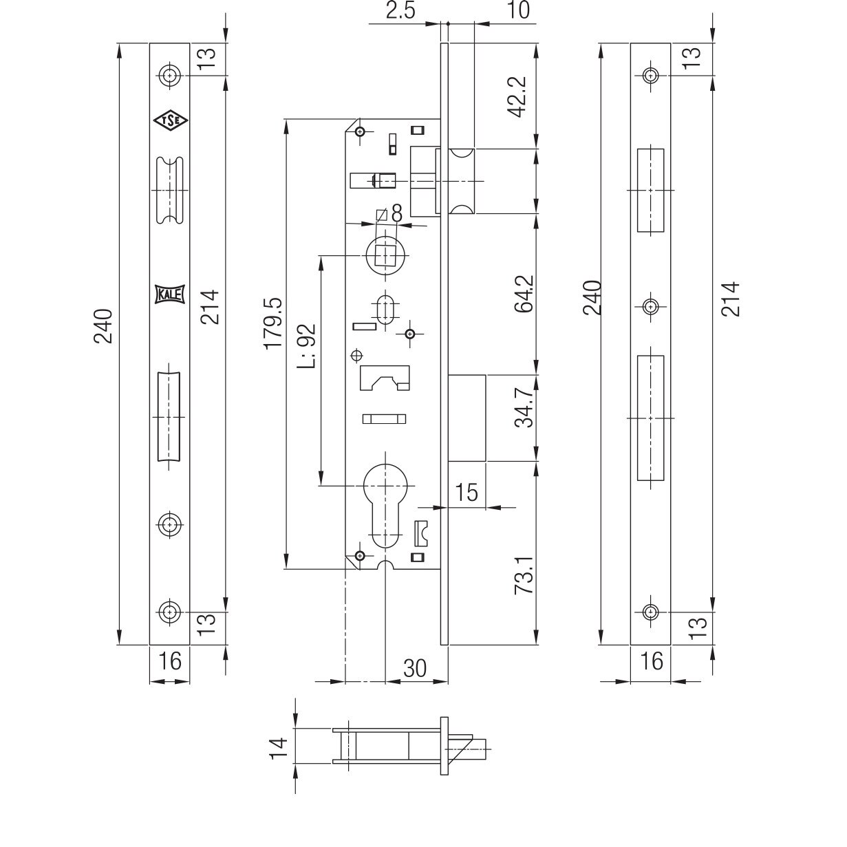 Broasca ingropata, Kale 192P, tamplarie PVC, cu limba, backset 30mm ...