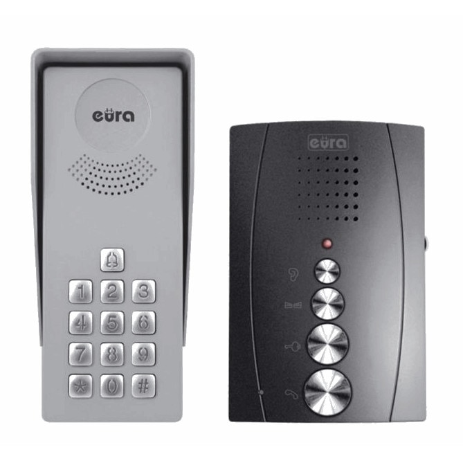 Interfon, Eura, Aliaj aluminiu, Cu fir, 137x89x23 mm, Gri - eMAG.ro