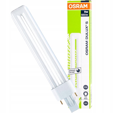 Bec economic Dulux S, Osram, G23, 9 W, 4000K, 2 pini, Autonomie 10000 ...