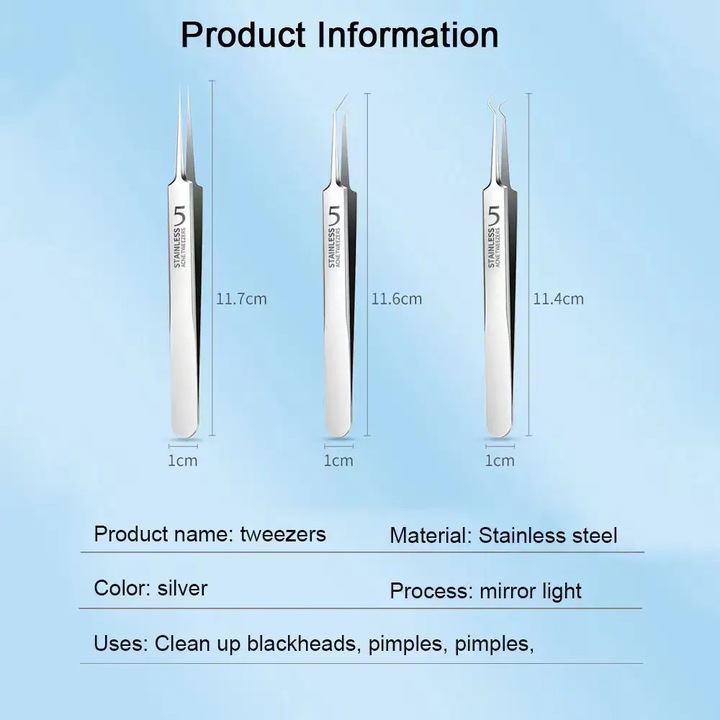 Set 7 pensete pentru extractie puncte negre, comedoane, acnee ...