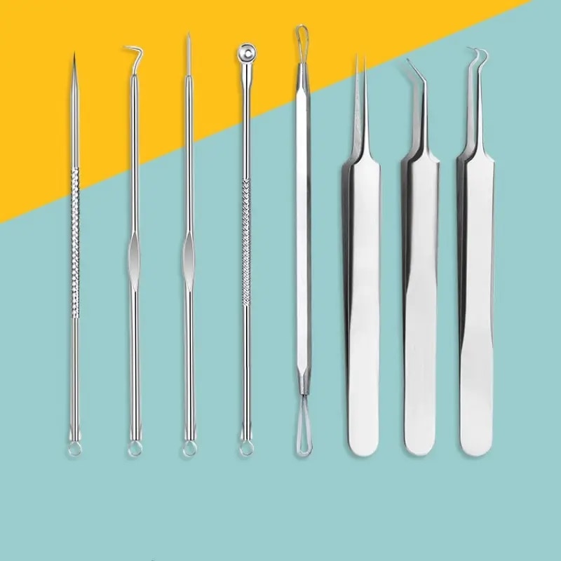 Set 8 pensete pentru extractie puncte negre, comedoane, acnee ...