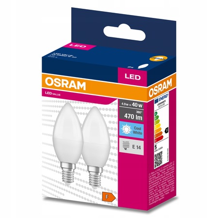 Set 2 Becuri LED, Osram, E14, B35, 4.9W = 40W, 470lm, 4000K, Alb Neutru - eMAG.ro