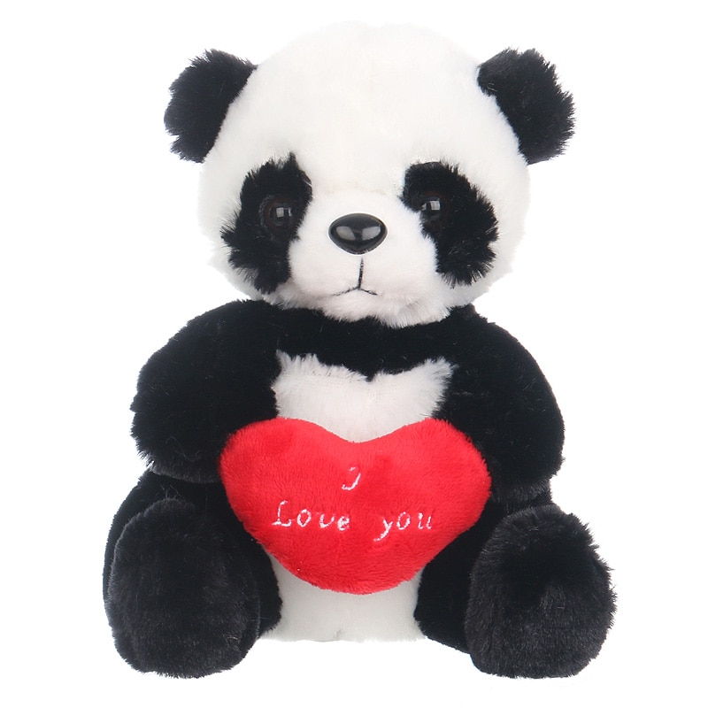 Ursulet de plus panda cu inima, W-web, 18 cm, Multicolor, 3+ - eMAG.ro