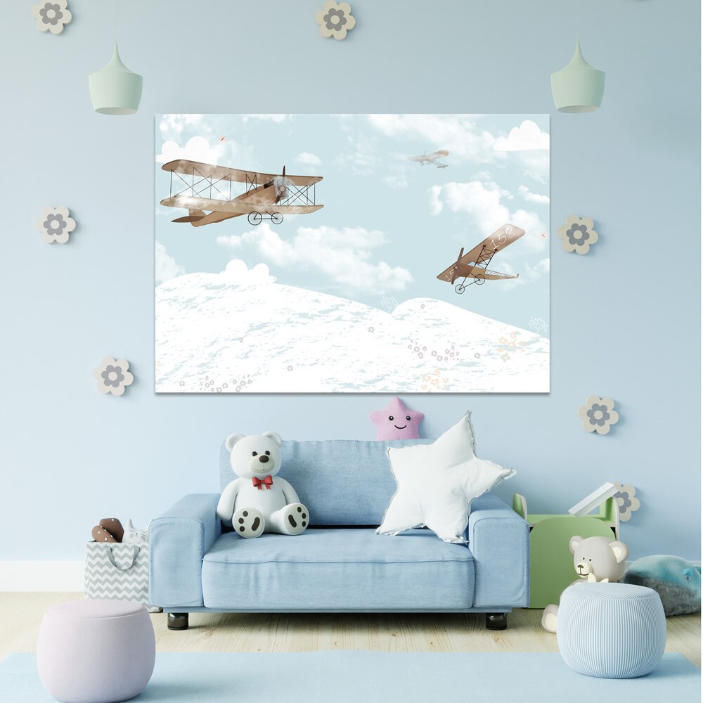 Tablou pentru copii - Avioane, Panza, 130 x 95 cm, Multicolor - eMAG.ro