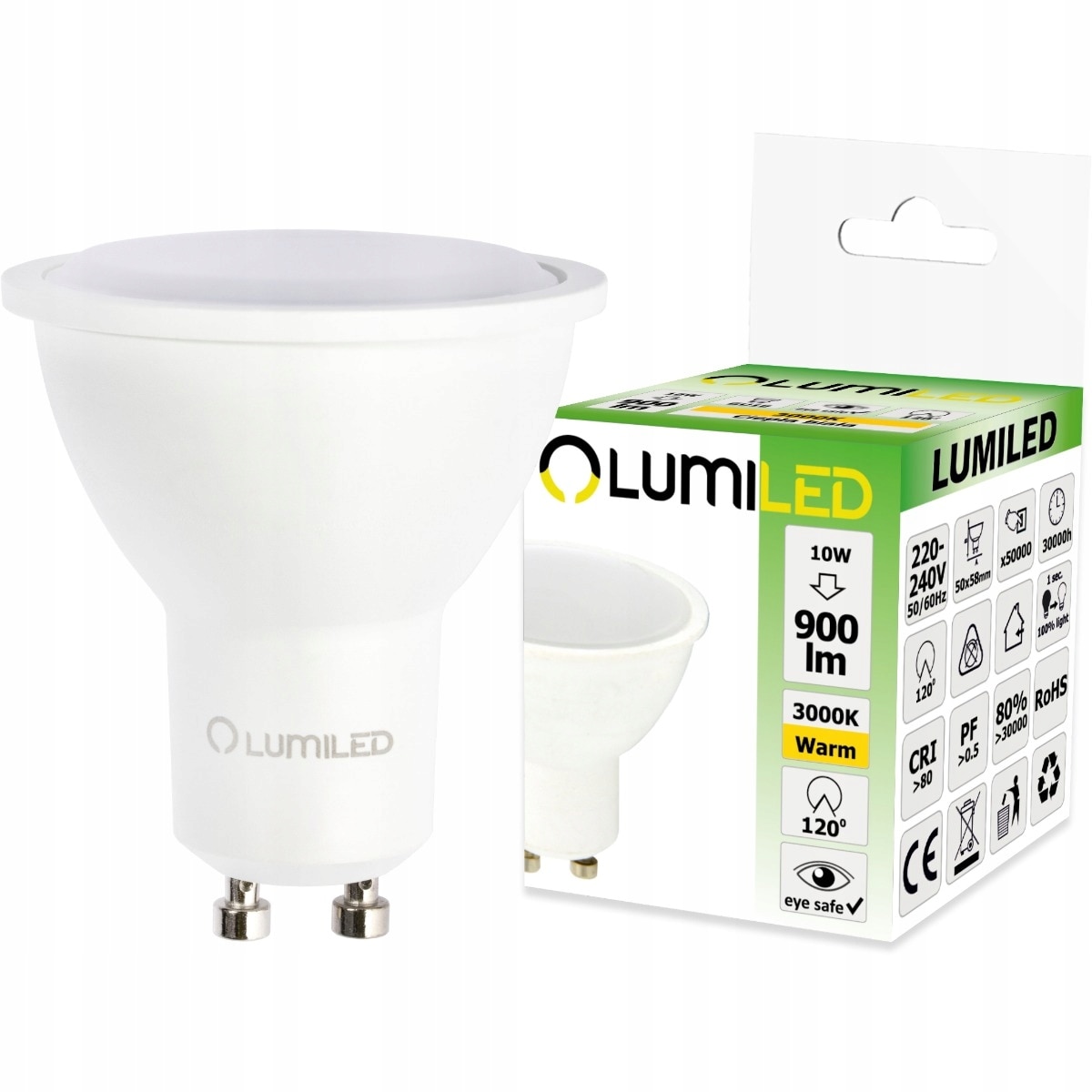Set 10 becuri economice LED, Lumiled, Aluminiu/Plastic, GU10, 10 W ...