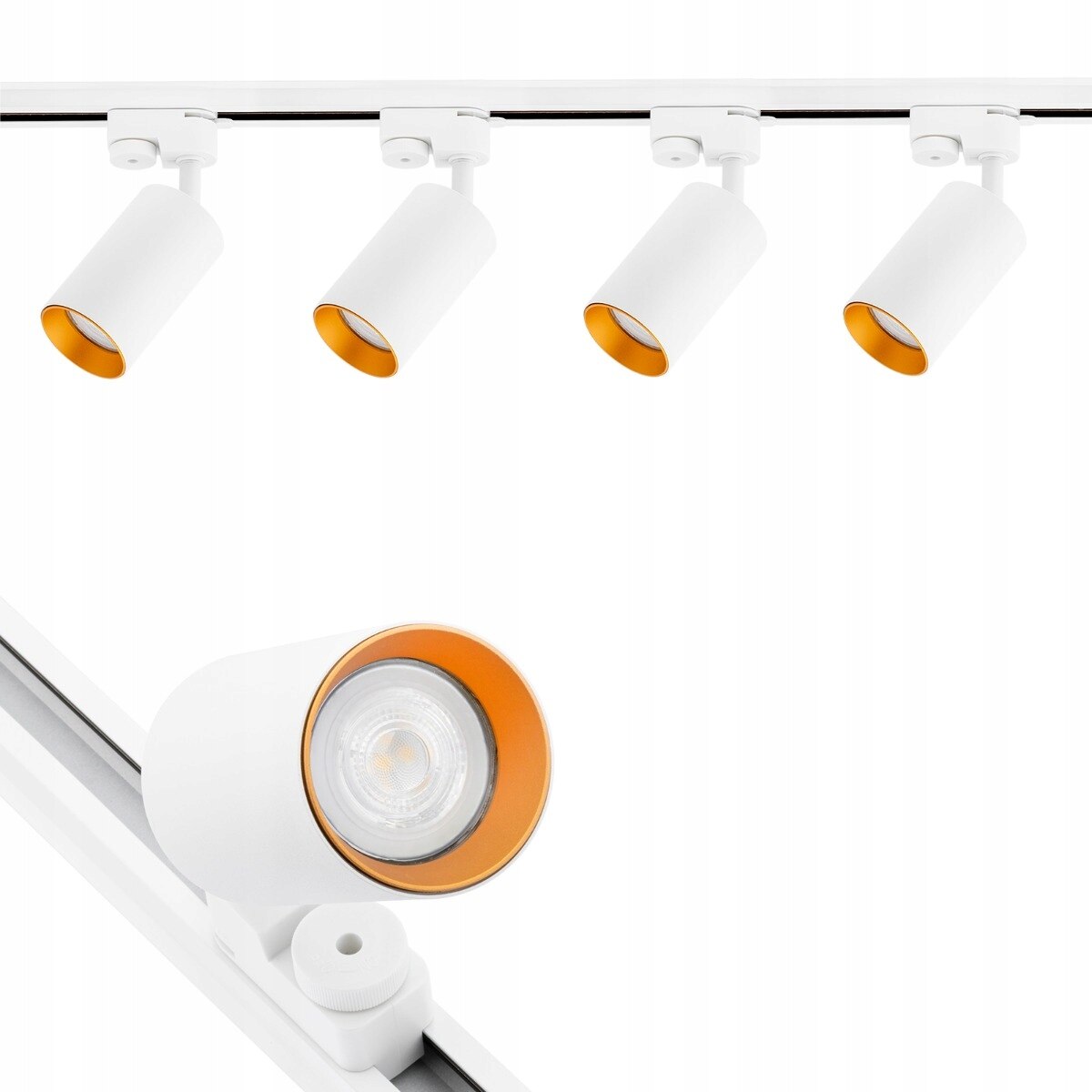 Set Sina 2m cu 4 Spoturi GU10 LED, Lumiled, Aluminiu, 10x6 cm, Alb ...