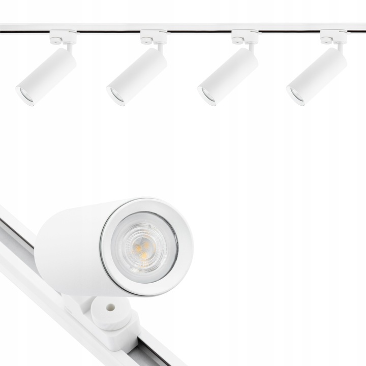 Set Sina 2m cu 4 Spoturi GU10 LED, Lumiled, Aluminiu, 14.4x6 cm, Alb ...