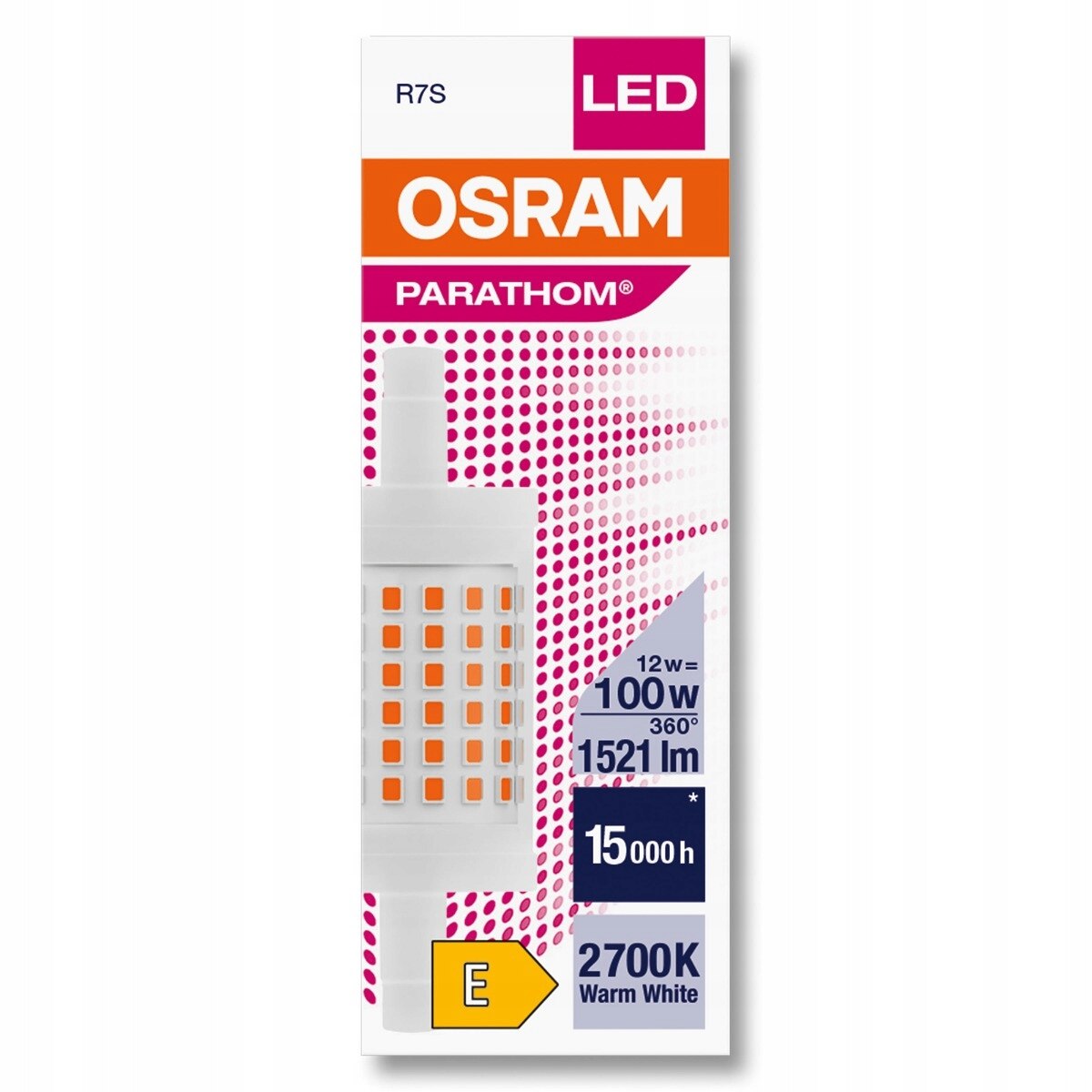 Bec LED Osram, R7s, 78 mm, 12W = 100W, 1521lm, 2700K, alb cald - eMAG.ro