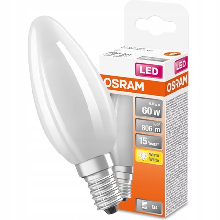 Bec LED Osram Star, filament, E14, B35, 5.5W = 60W, 806lm, 2700K, alb cald - eMAG.ro