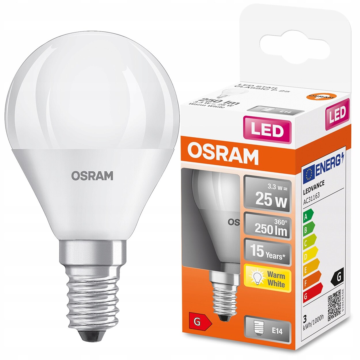 Bec LED E14, Osram, 3.3W = 25W, 250lm, 2700K - eMAG.ro