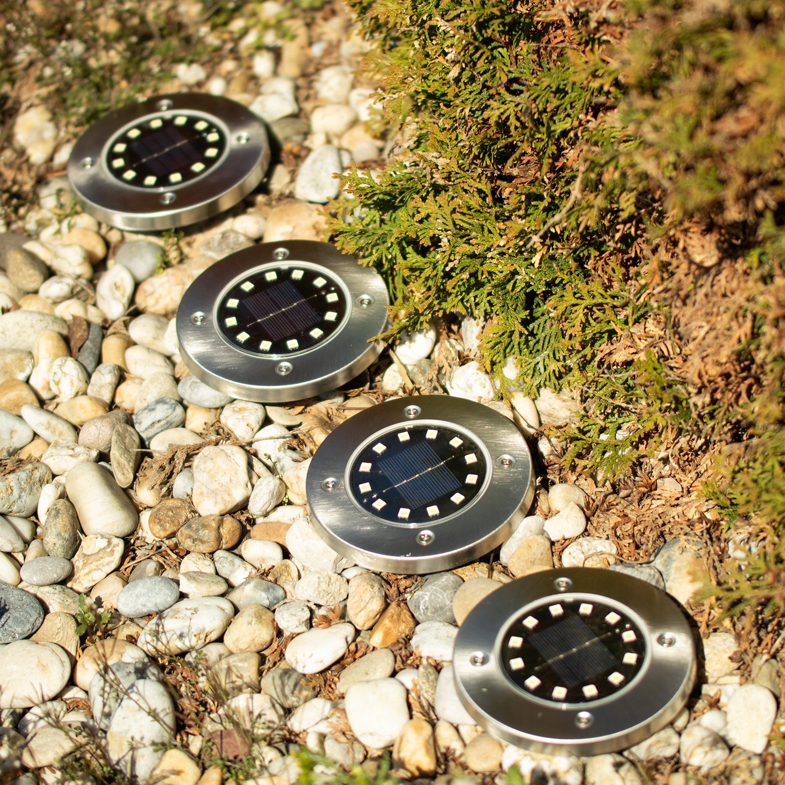 Set lampi solare de gradina, Inox, LED, 4 buc, Gri - eMAG.ro