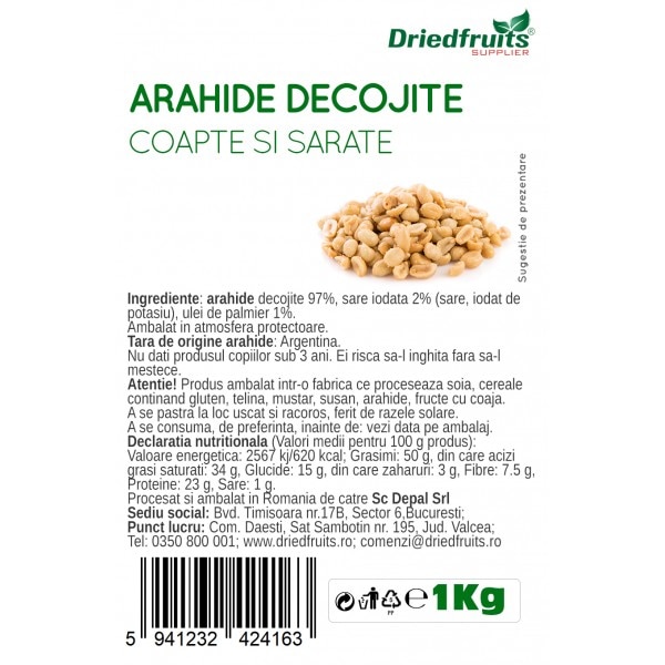 Arahide decojite coapte si sarate albe- 1 kg - eMAG.ro