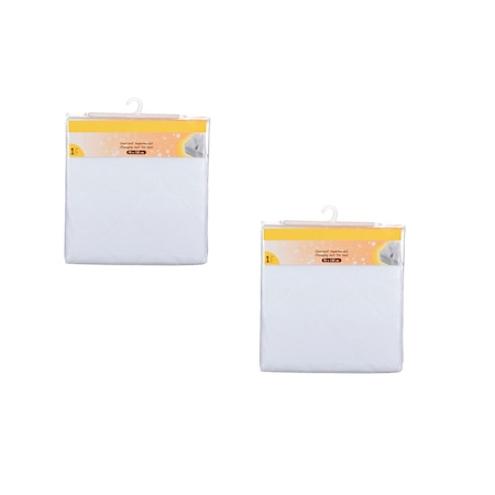 Set 2 buc, Cearceaf impermeabil cu elastic, 70x130cm, alb, 80% bumbac ...