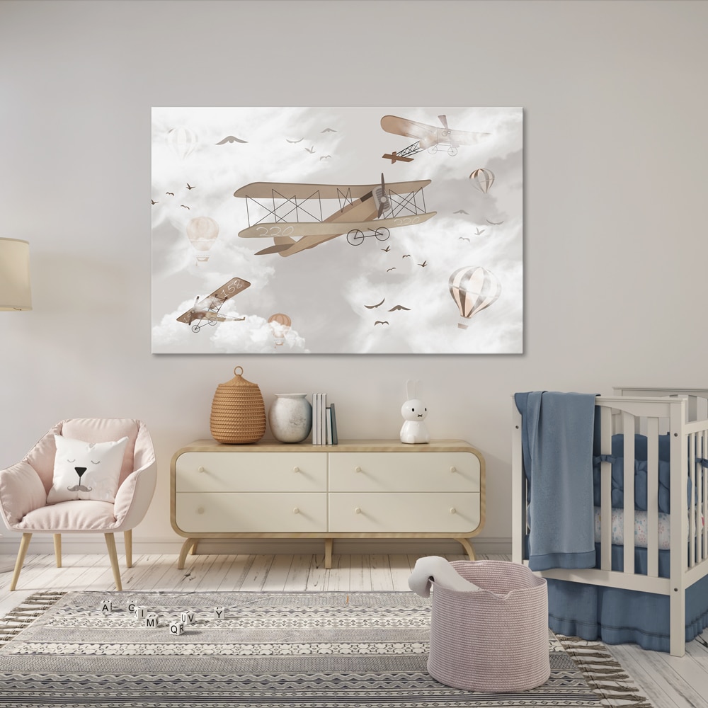 Tablou pentru copii, Avioane cu baloane, 130x95cm, Multicolor - eMAG.ro