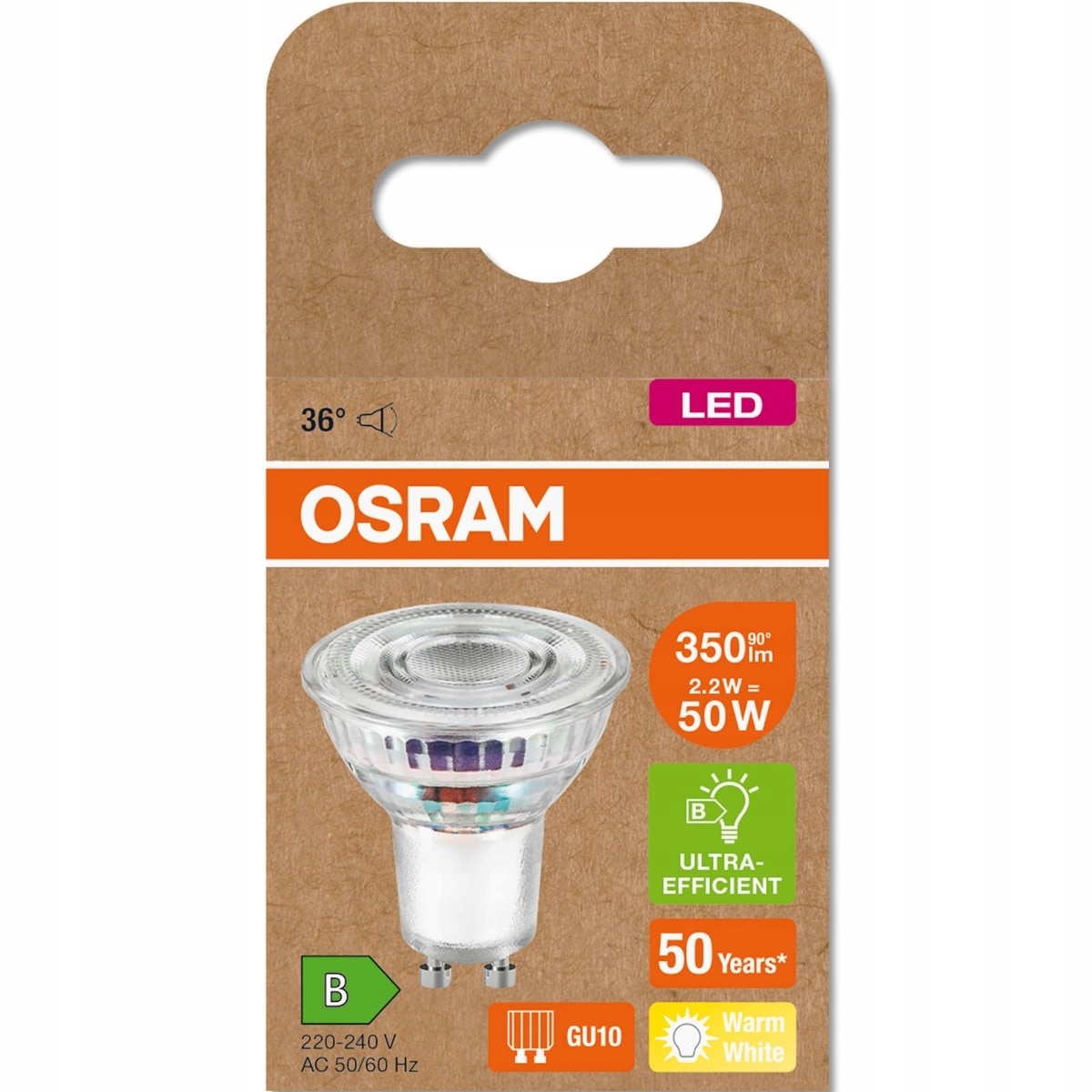 Bec LED, Osram, GU10, 2.2W, 2700K, 350lm, Alb - eMAG.ro