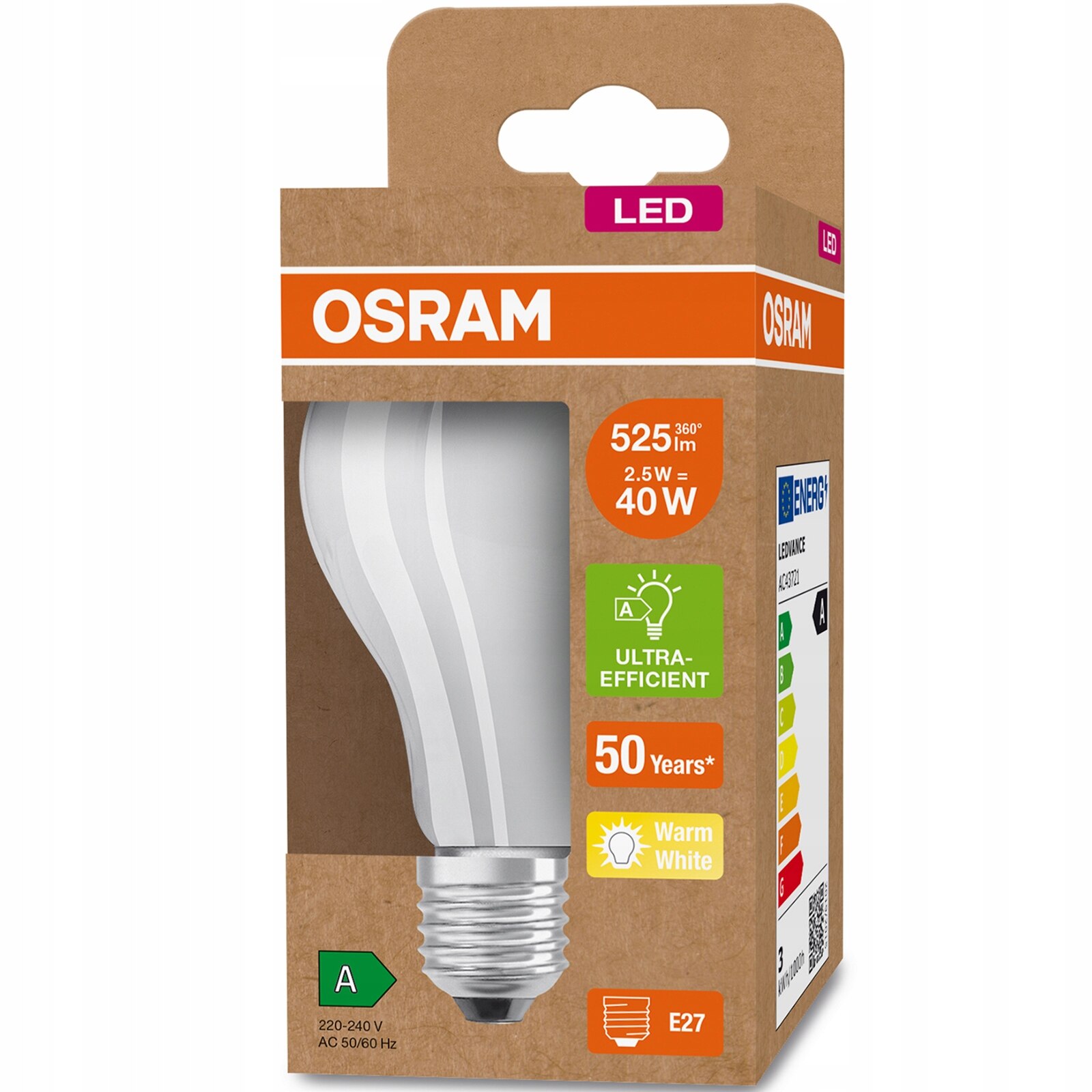 Bec LED, Osram, A60, E27, 2.5W, 3000K, 210lm, Alb - eMAG.ro