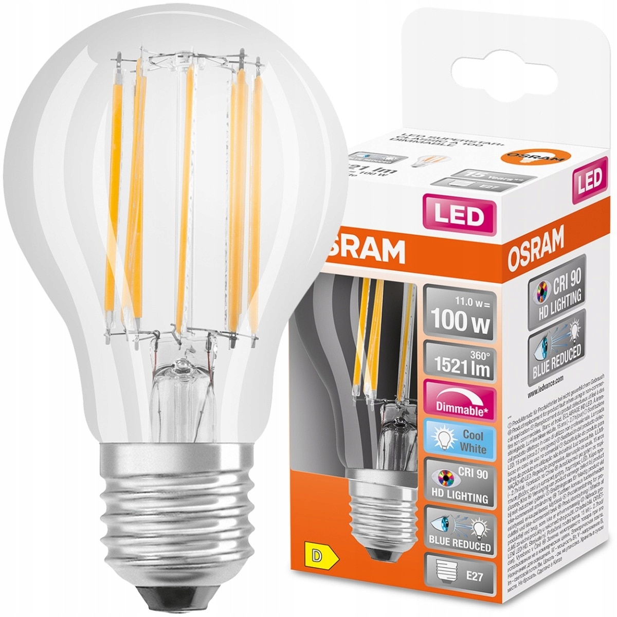 Bec LED, Osram, E27, A60, 11W, 4000K, Transparent - eMAG.ro