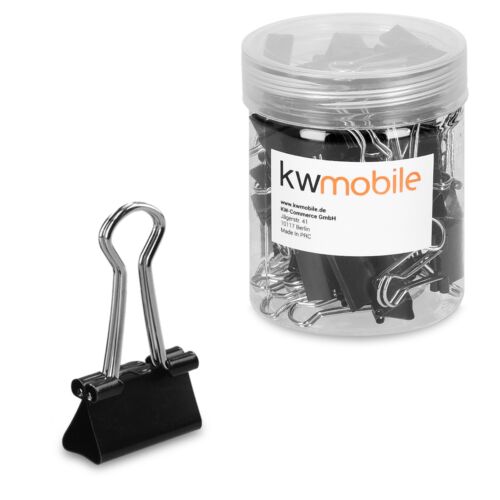 Set 50 Clipsuri pentru documente 19 mm, Kwmobile, Negru, Metal, 49442. ...