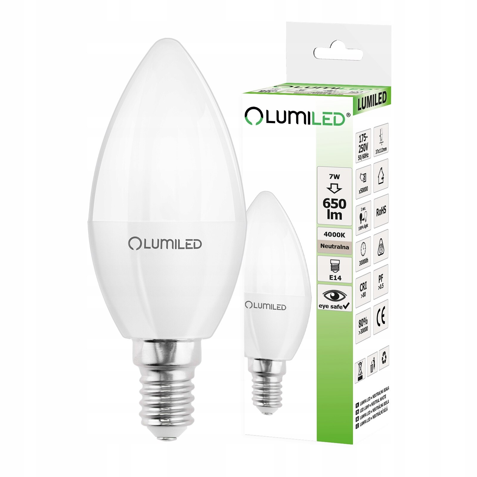 Set 6x Becuri LED, Lumiled, E14, 7W, 65W, 4000K, Alb neutru - eMAG.ro