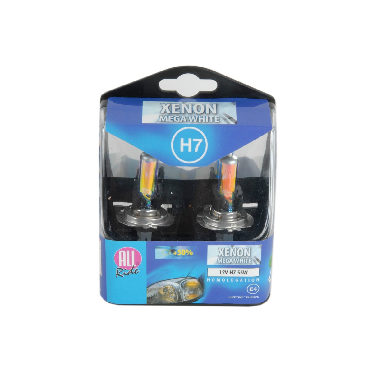 Set Bec 12V 55W H7 Px26D Xenon Mega White +50% 2 buc. All Ride - eMAG.ro