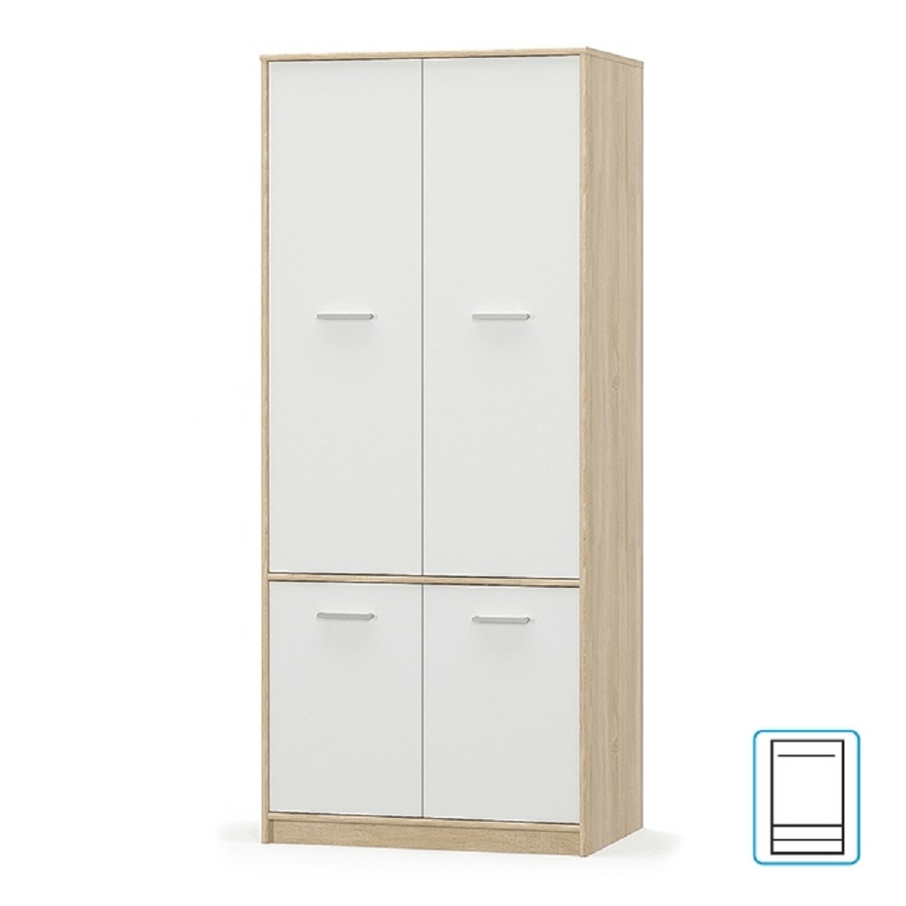 Dulap 4 usi, mdf, alb stejar sonoma, Teyo, 83x55x195 cm - eMAG.ro