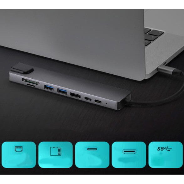 Hub Zenwire 9 in 1 Adaptor HDMI 4K, USB-C, 2X USB 3.0, Cititor de ...