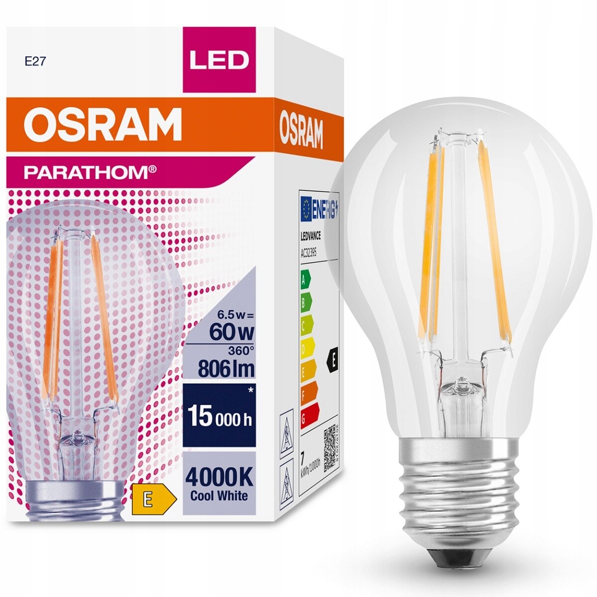 Bec LED, Osram, E27, A60, 6.5W = 60W, 806lm, 4000K, Alb neutru - eMAG.ro