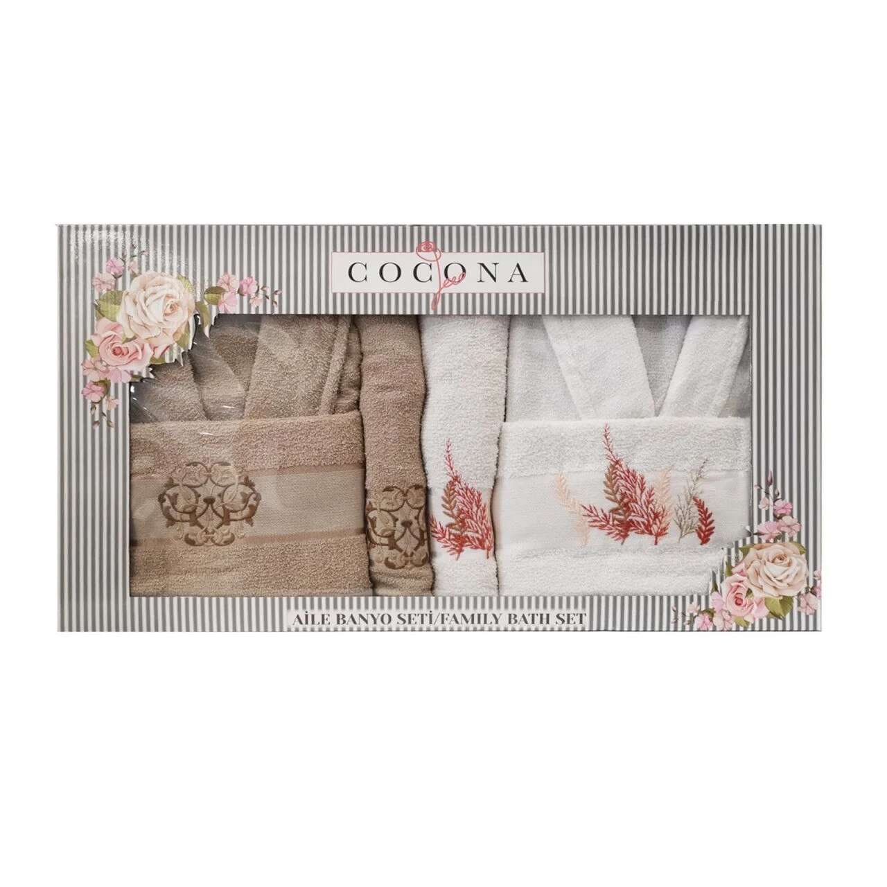 Set halate baie Cocona, broderie decorativa, 100% bumbac, 6 piese - 2 ...