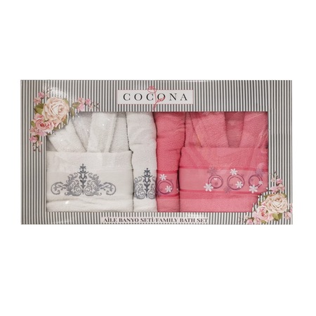 Set halate baie Cocona, broderie decorativa, 100% bumbac, 6 piese - 2 ...
