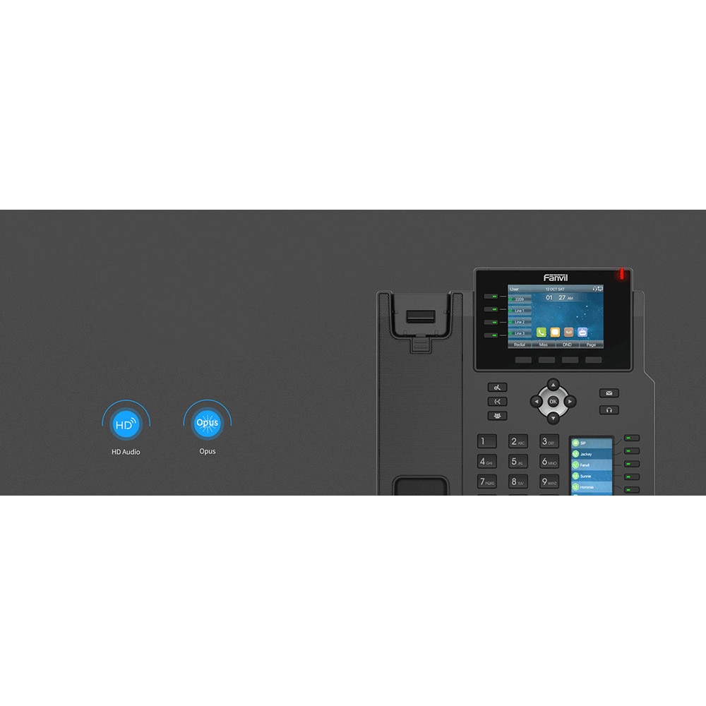Telefon VoIP, Fanvil, 1000 Mbps PoE, Ecran LCD dublu - eMAG.ro