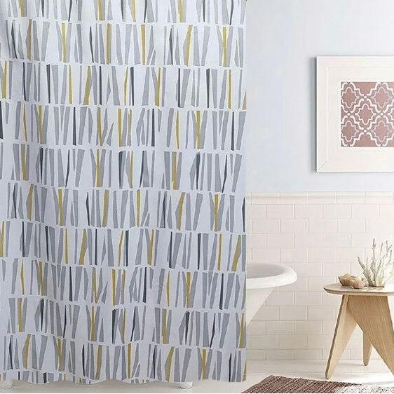 Perdea pentru dus sau cada, cu 12 inele, multicolor, 180 x 180 cm - eMAG.ro