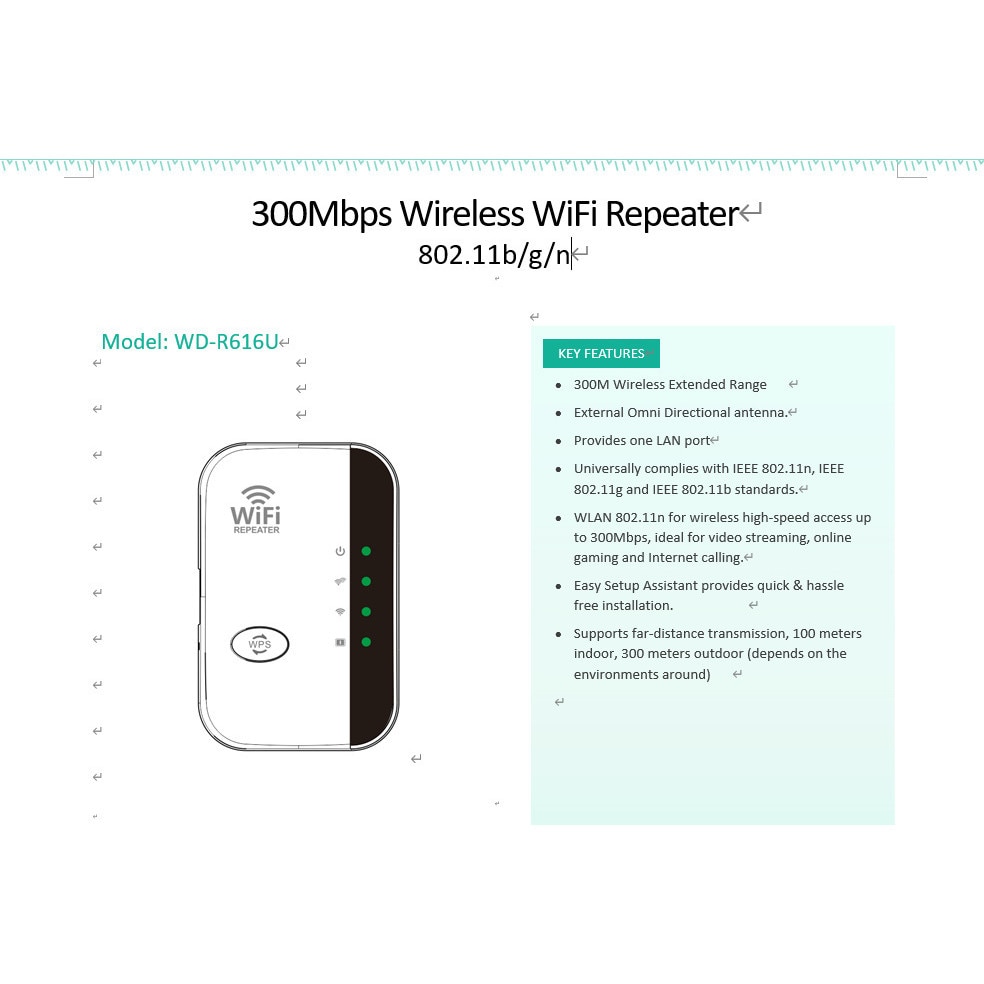 Безжичен адаптер, предаване 300Mbps, 802.11n bg, 2.4GHz WLAN, WPS ...