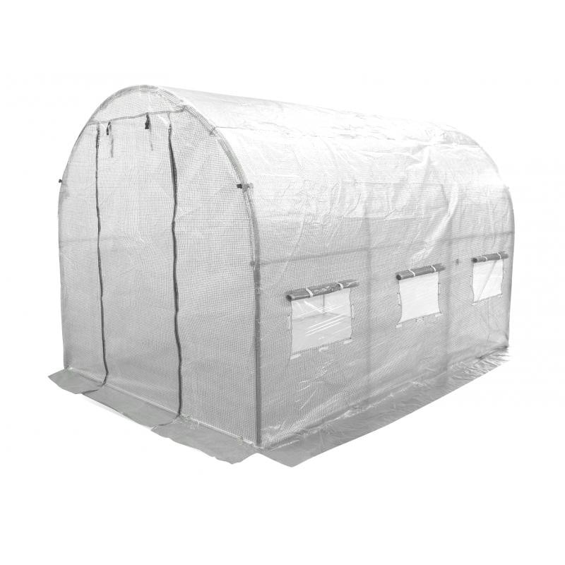 Sera de gradina, tip tunel cu cadru metalic, 250x400x200cm, alba, 10mp ...