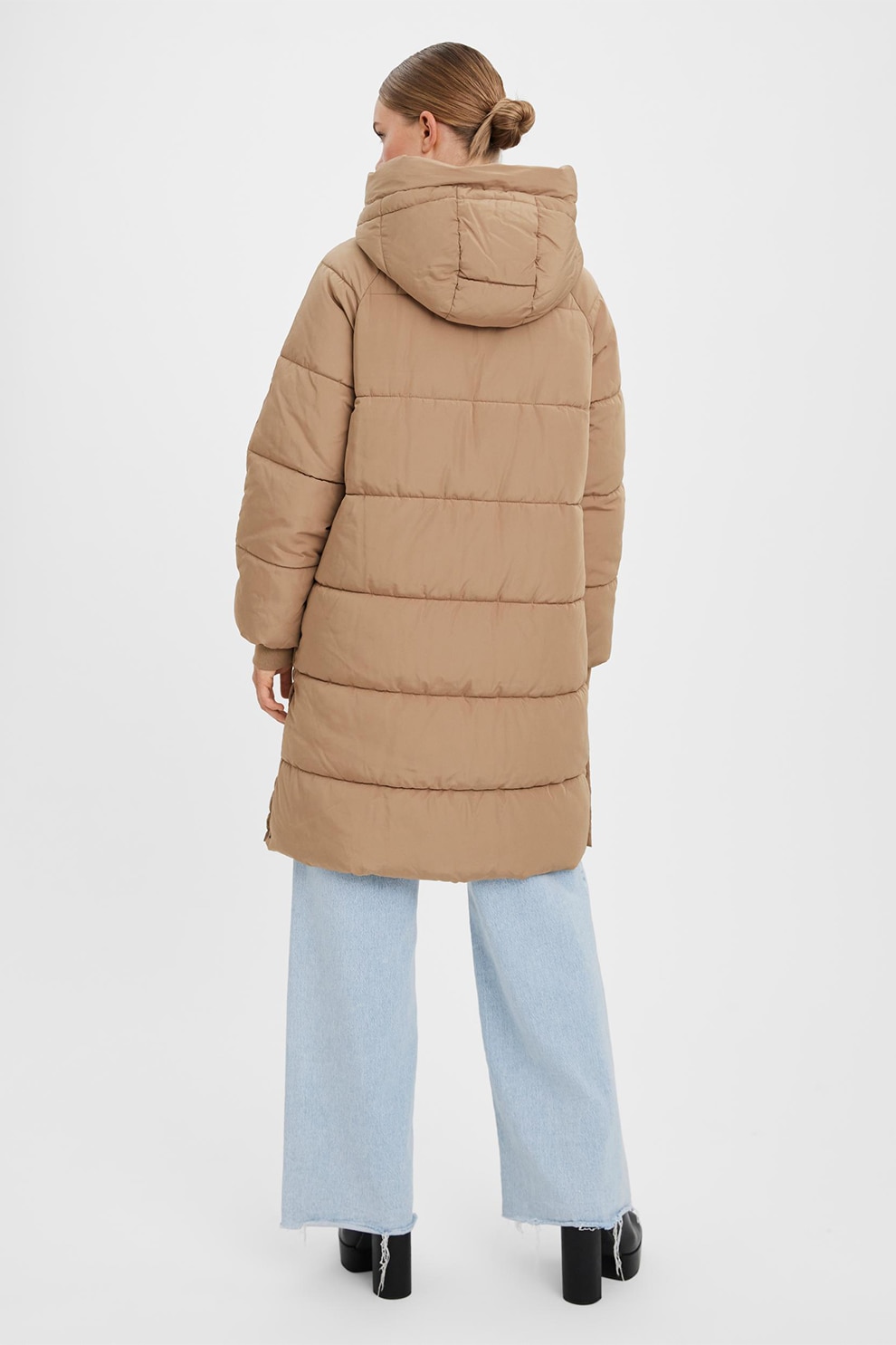 Vero Moda, Geaca lunga cu vatelina si aspect matlasat, Maro camel, S ...