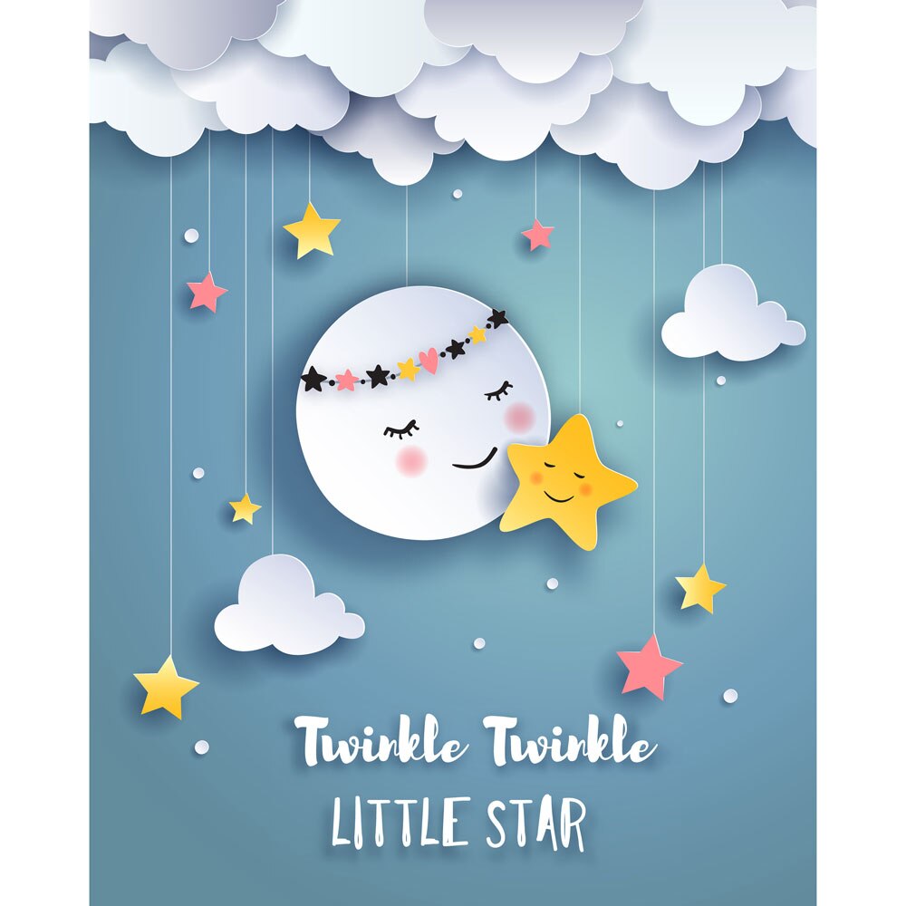 Tablou canvas pentru copii, Model luna si stele, 65 x 90 cm - eMAG.ro