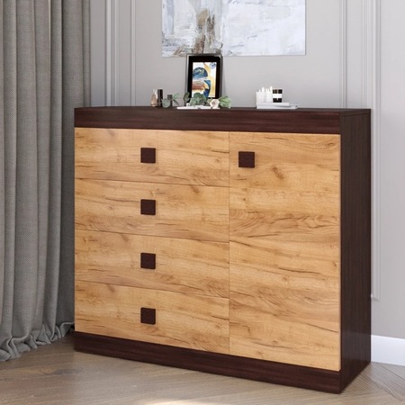 Comoda Sonata 5, Everest, 105 x 38 x 93 cm, Wenge inchis/Stejar craft ...